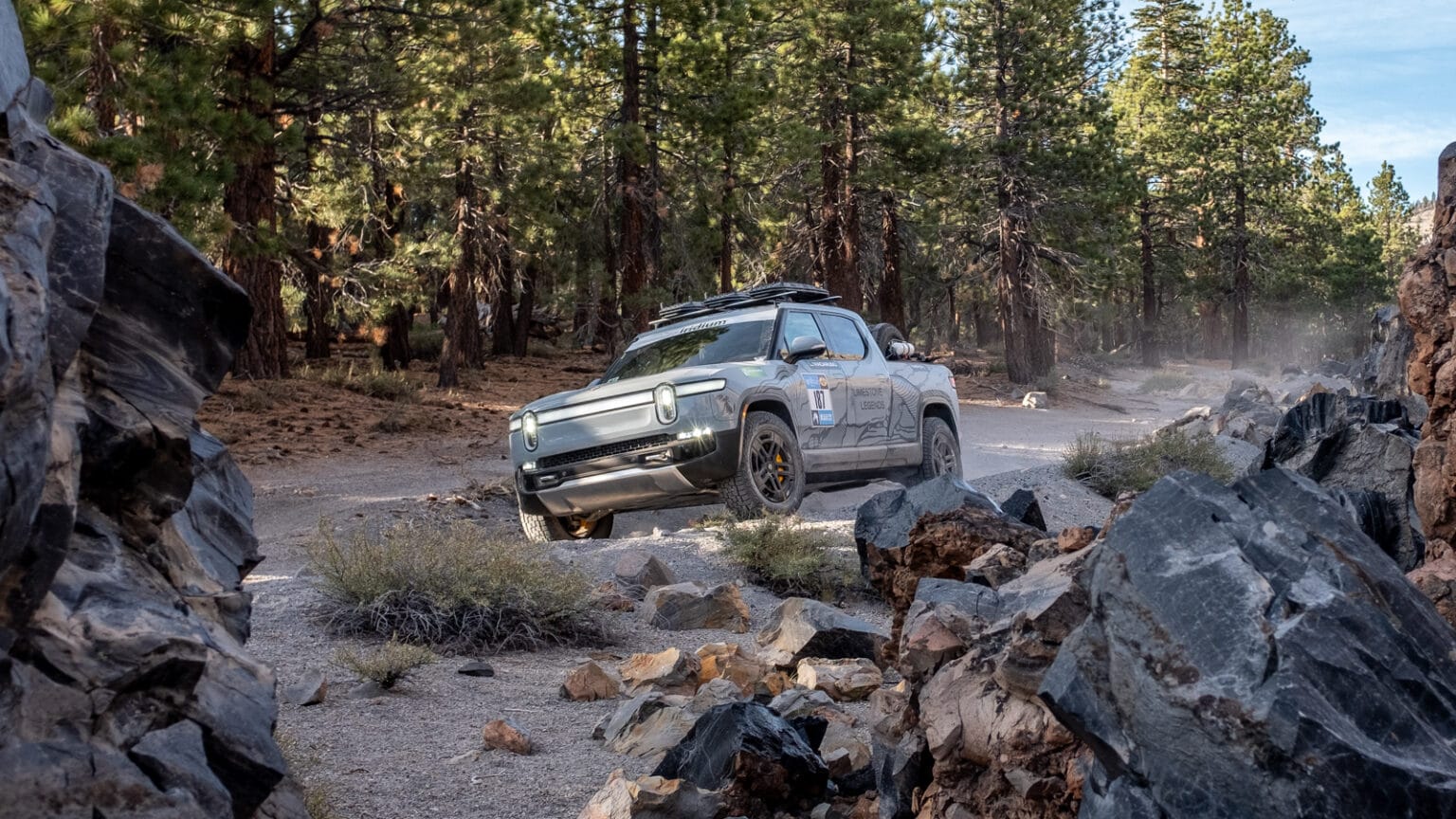 Rebelle Rally Victory in a Stock Electric Rivian R1T Truck