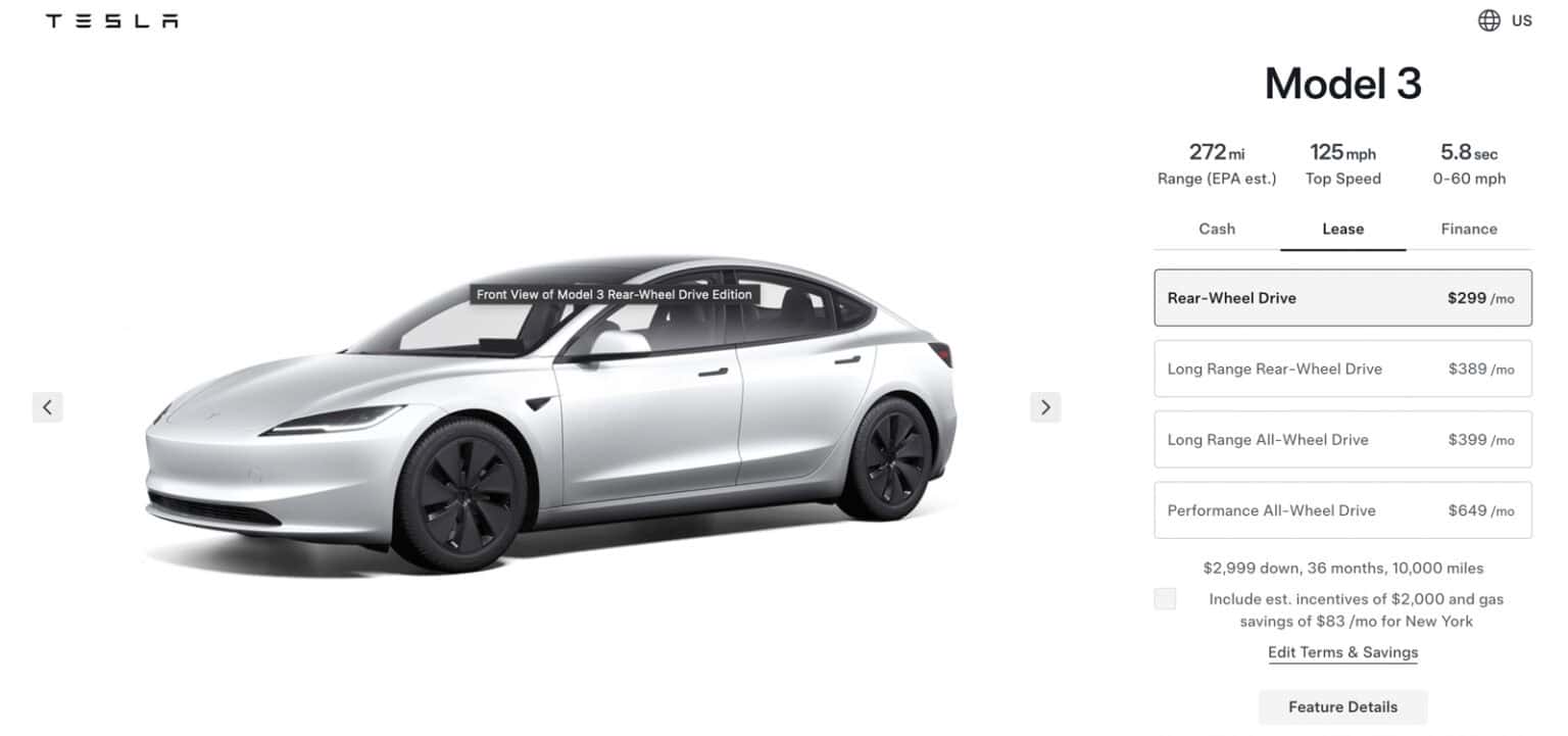 Lease a Tesla Model 3 in 2024 for as Low as $299/Month. Here’s How